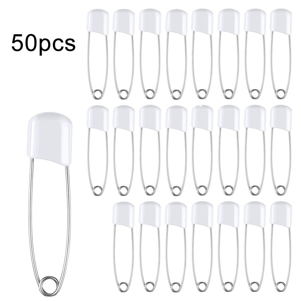 50pcs Stainless Steel Safety Pins Baby Safety Plastic Head Cloth Safety ...