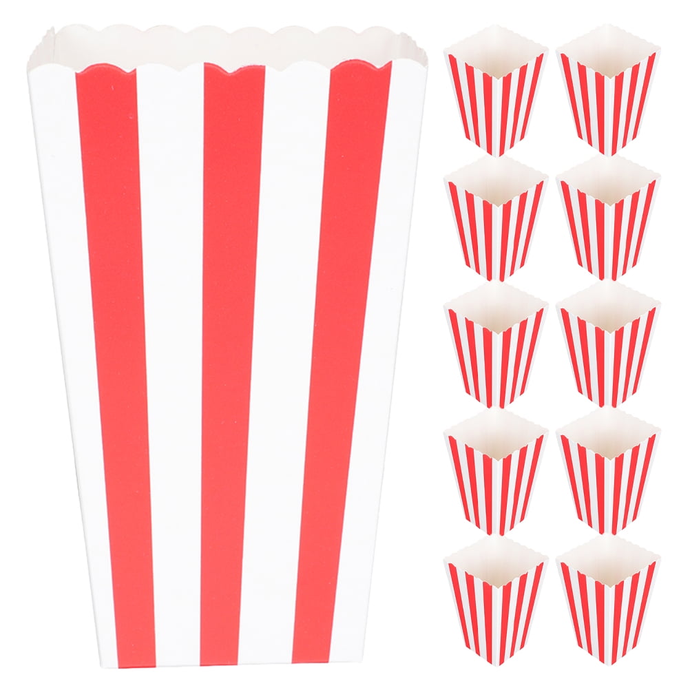 50pcs Striped Paper Popcorn Boxes For Movie Nights Snacks Disposable ...