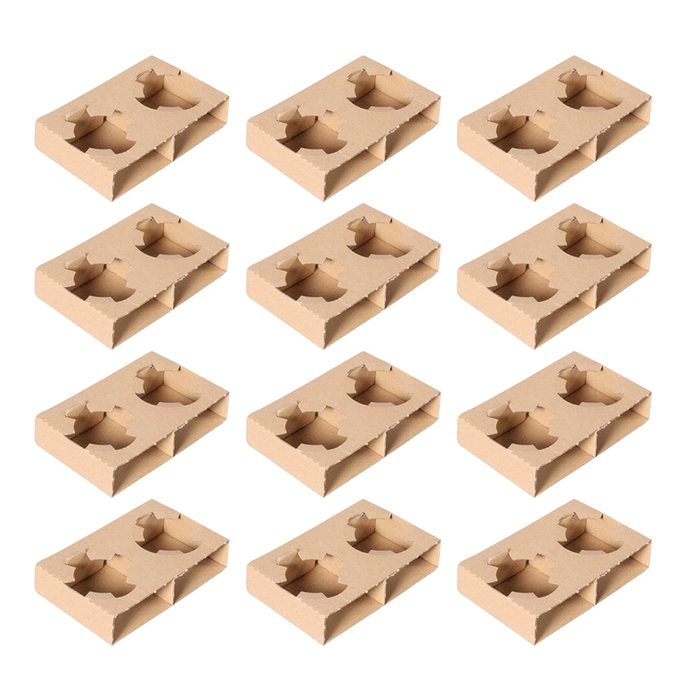 50pcs Take Out Cup Holder Tray 2- Cups Corrugated Paper Carrier To Go ...