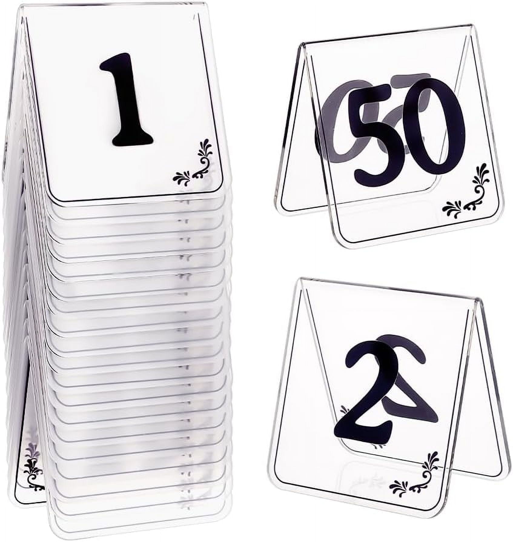 50pcs Tent Style Acrylic Table Numbers Signs 1-50 Double Sided Clear ...