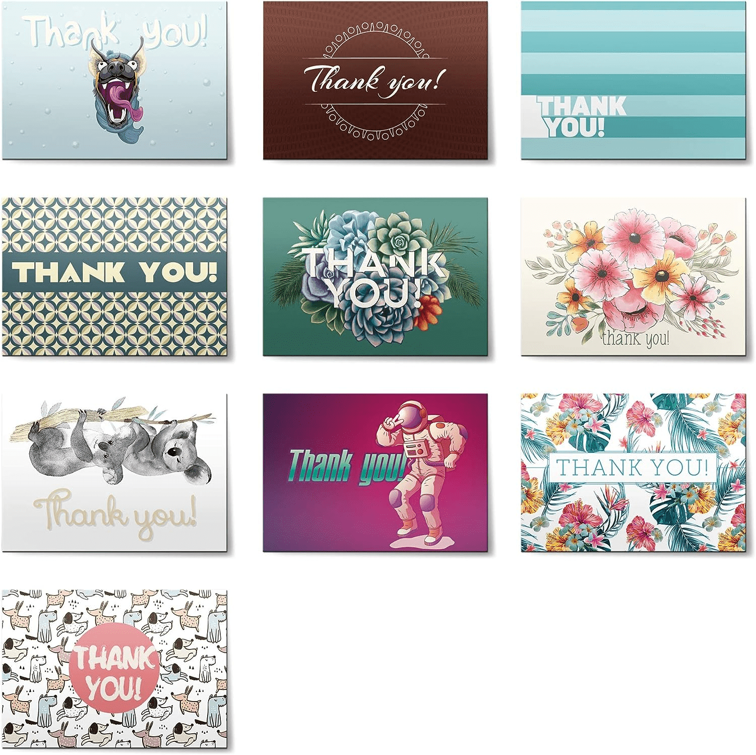 Thank You Cards Set (50pcs), Includes Blank Cards & Envelopes with ...