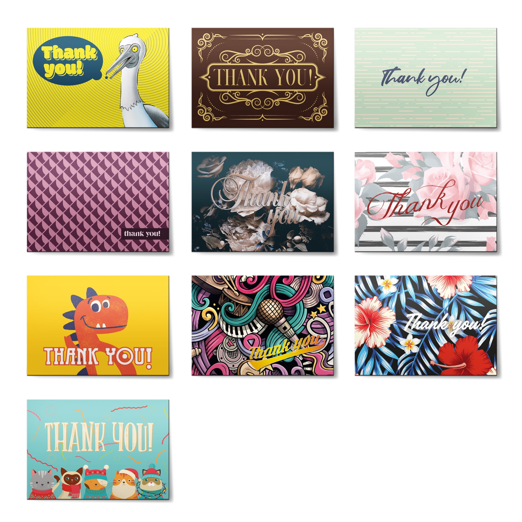 Thank You Cards Set (50pcs), Includes Blank Cards & Envelopes with ...