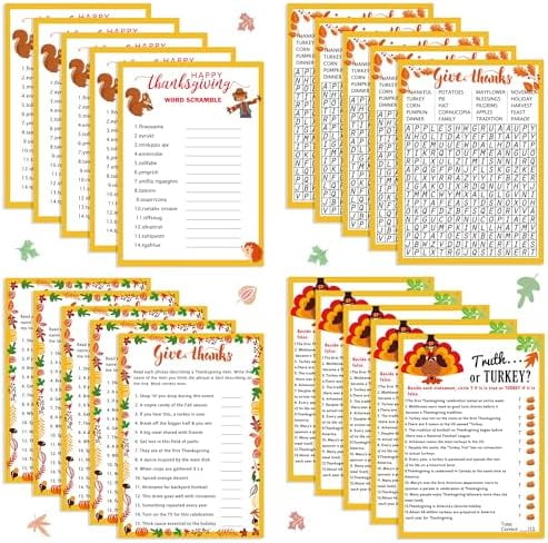 50pcs Thanksgiving Trivia Party Game Cards-Autumn Gold Thanksgiving ...