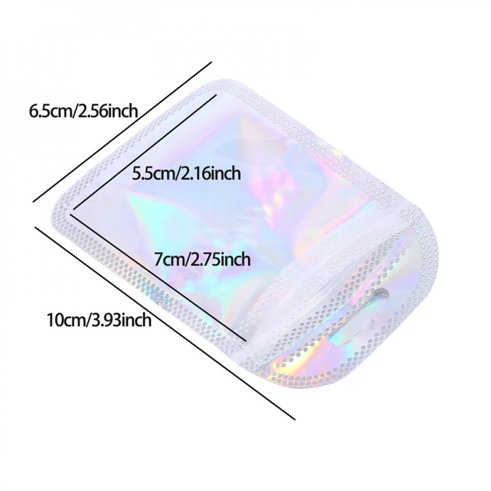 50pcs Thicken Ziplock Bags Resealable opp Bags Holographic Laser Color ...