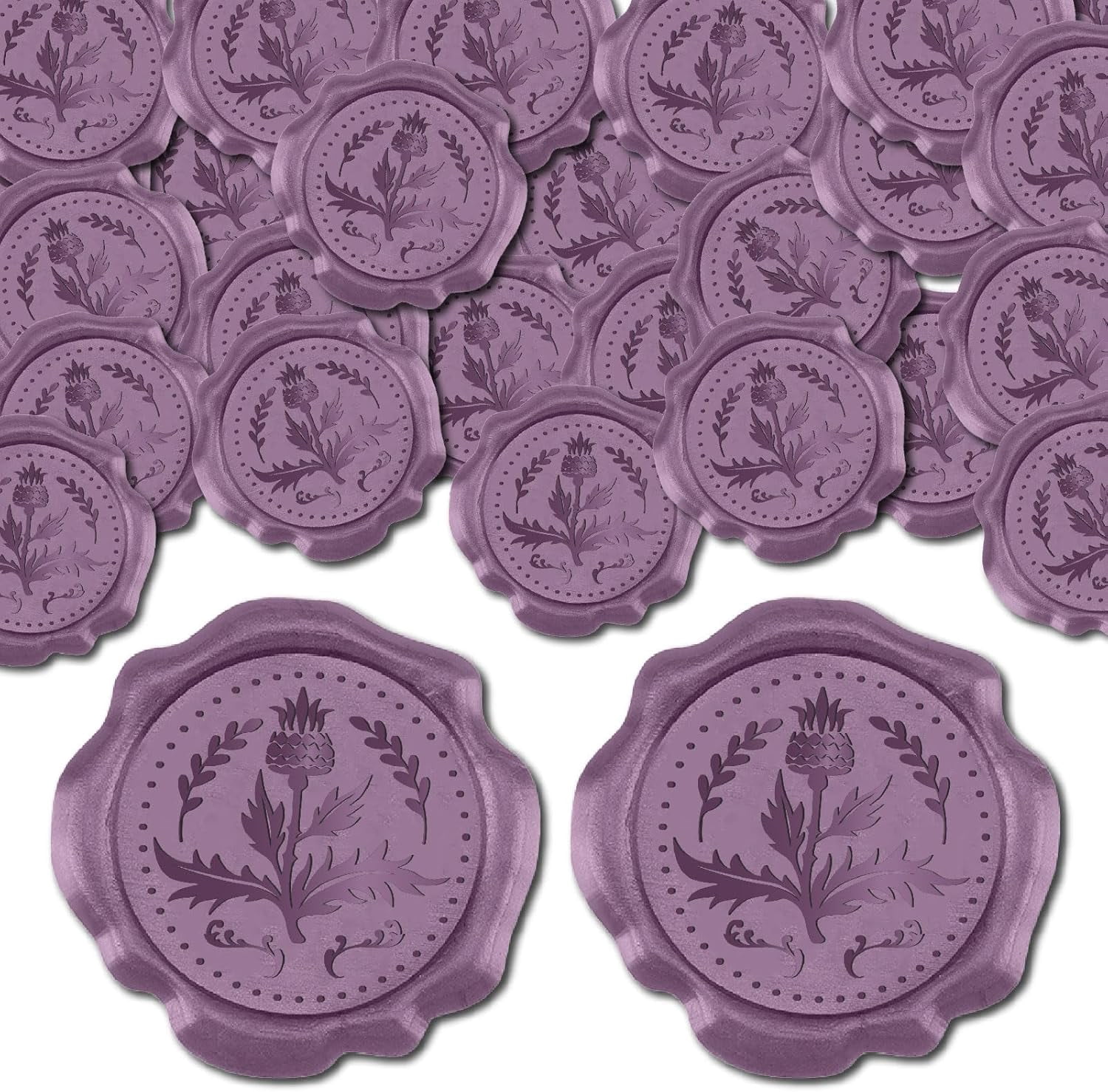 50pcs Thistle Wax Seal Stickers Violet Flower Decoration Stickers ...