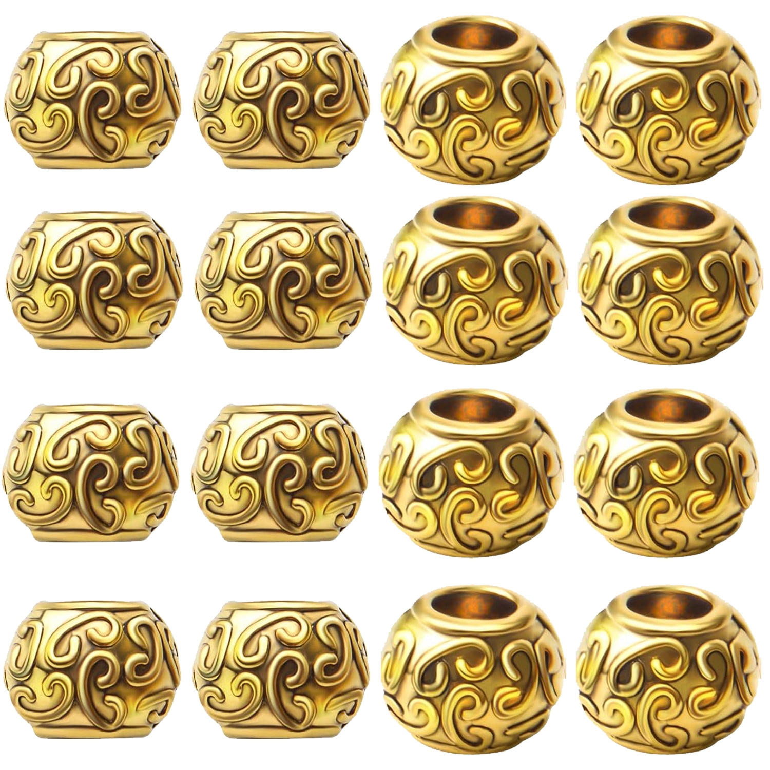 50pcs Tibetan Antique Gold Large Hole Spacer Beads Column Tube Spacer ...