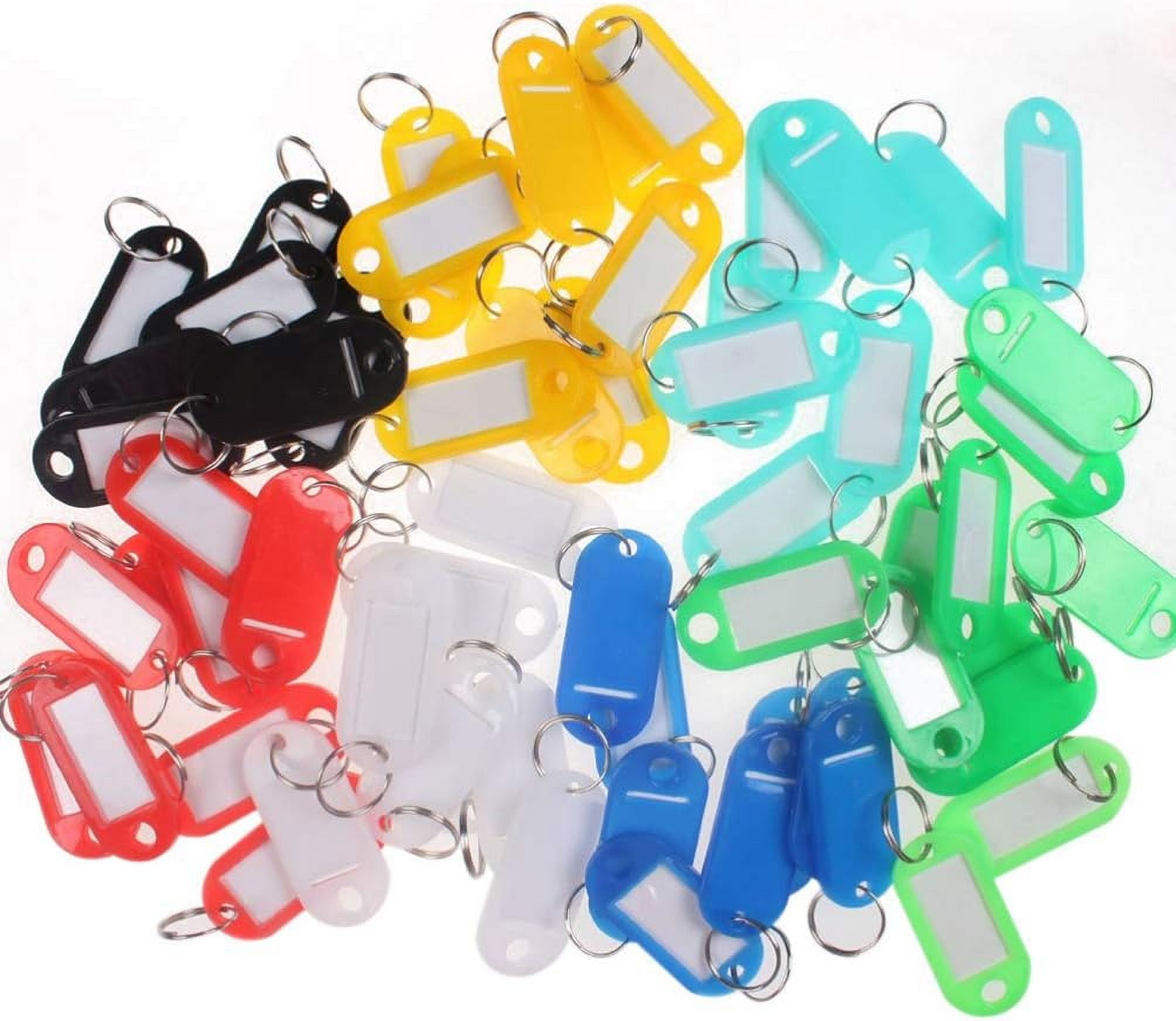 50pcs Tough Plastic Key Tags with Split Ring Label Window (Random Color ...