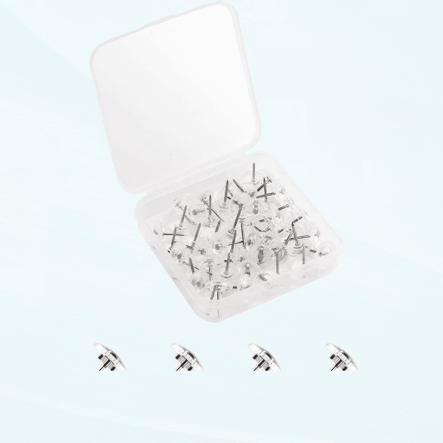 50pcs Transparent Push Pins, Small Plastic Clear Thumb Tacks with ...