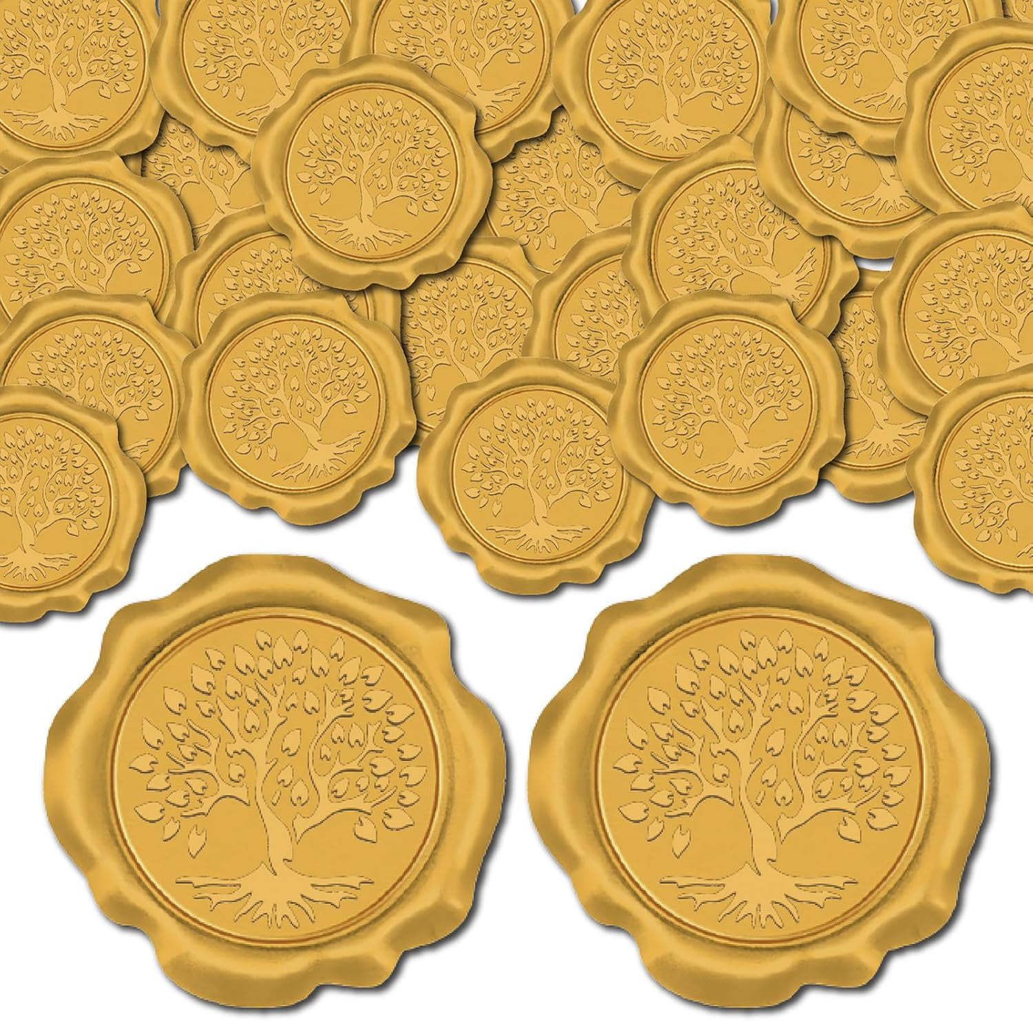 50pcs Tree of Life Wax Seal Stickers Gold Adhesive Envelope Sealing ...