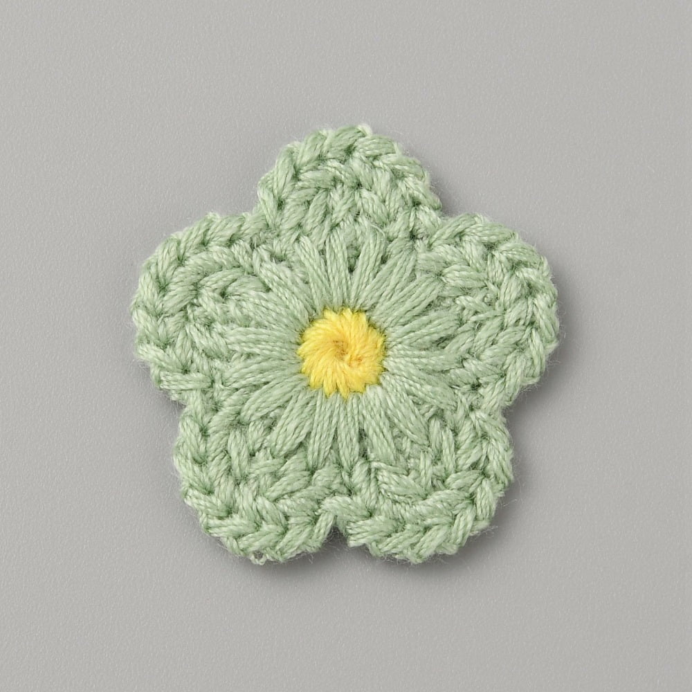 50pcs Two Tone Polyester Knitted Ornament Accessories for Sewing Crafts Flower Dark Sea Green 25 ...