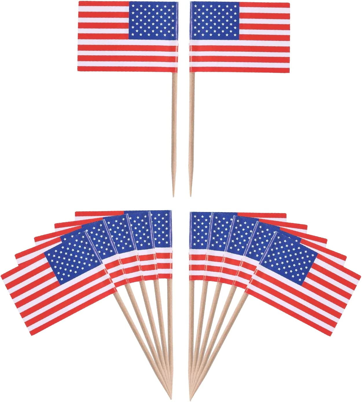 50pcs USA Cocktail Sticks Flags American Flag Toothpick Cake Toppers ...