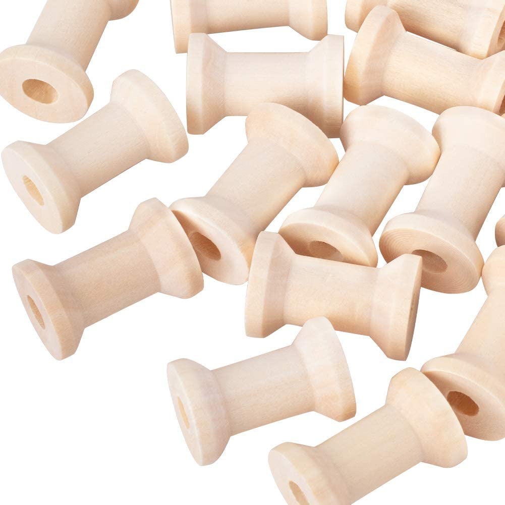 50pcs Unfinished Natural Wood Empty Bobbins Wood Thread Spools ...