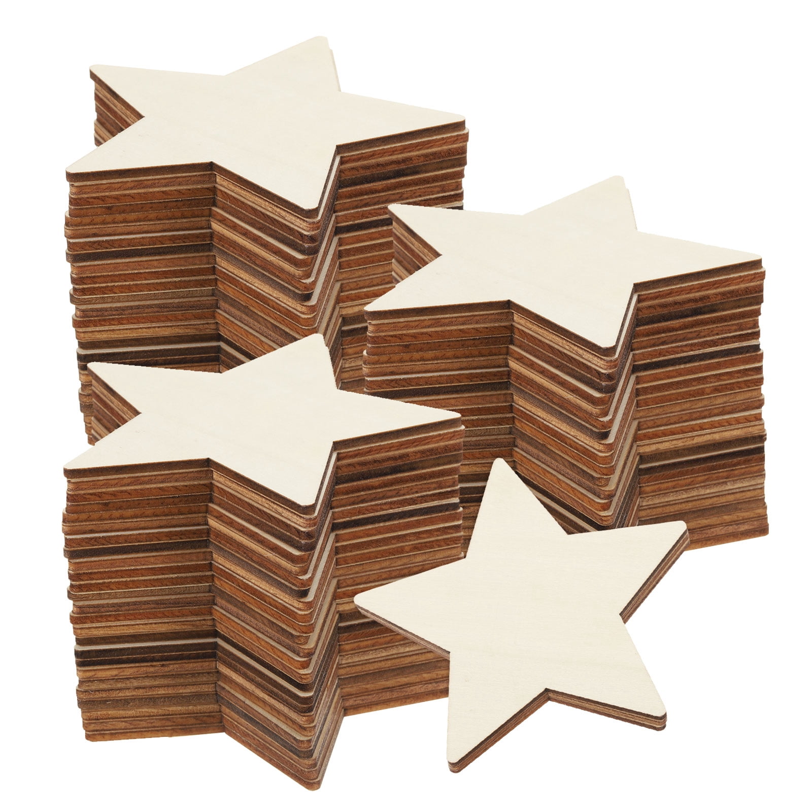 50pcs Unfinished Wooden Pentagon 3.94" x 3.94" 0.12" Natural Blank Wood ...