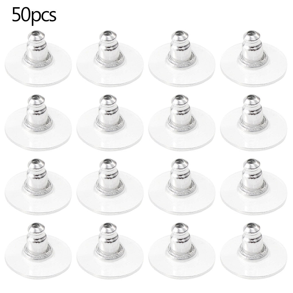 50pcs Uniuqe Clutch Earring Back Round Safety Stud Protector Protective ...