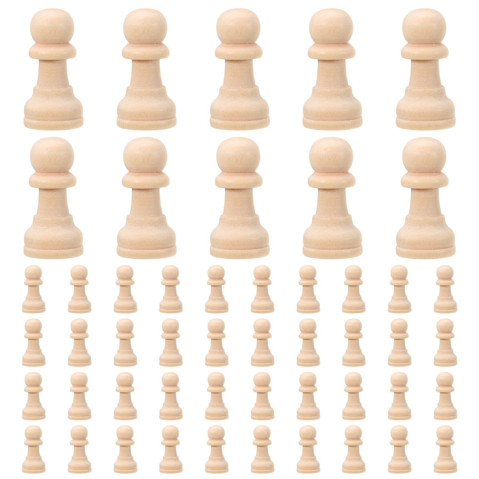 OUNONA Lotus Wood Chess Pieces for Playing Handmade Blank Light Yellow ...