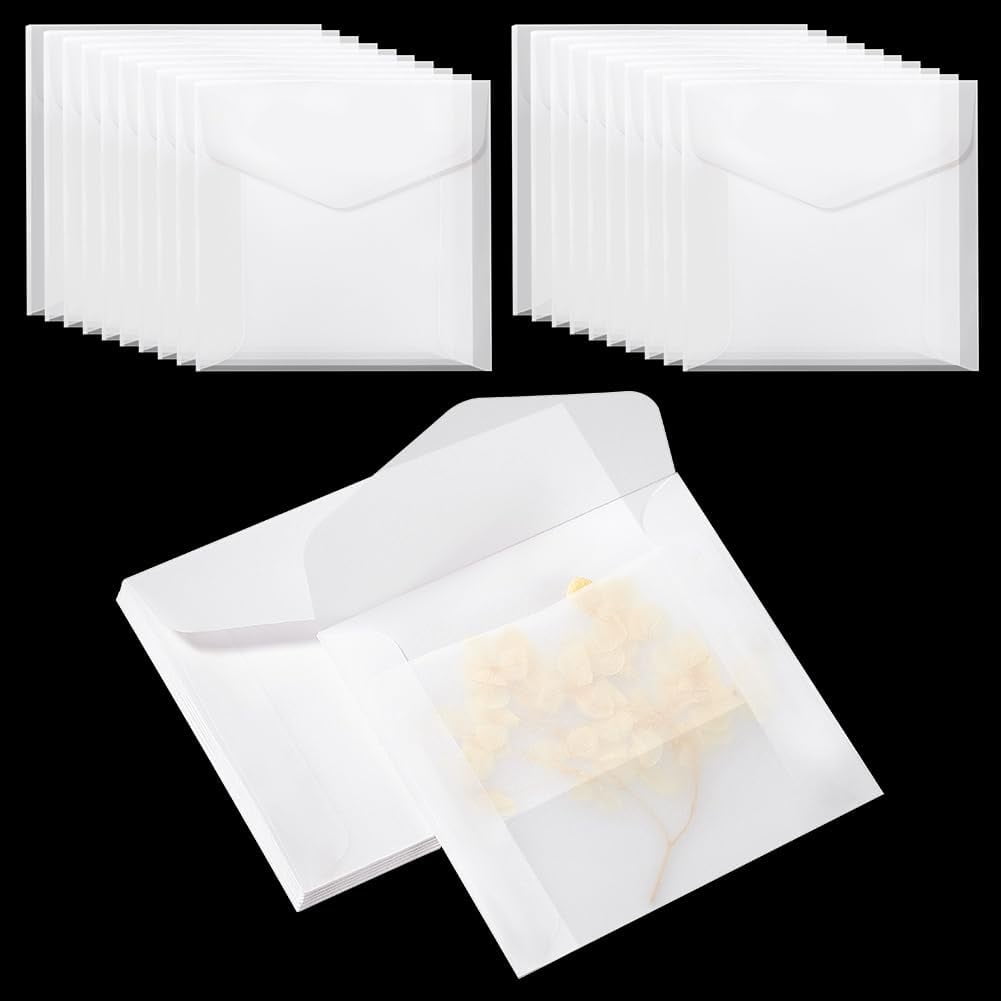 50pcs Vellum Paper Envelopes 3.5 x 3.5 inch Square Invitation Envelopes ...