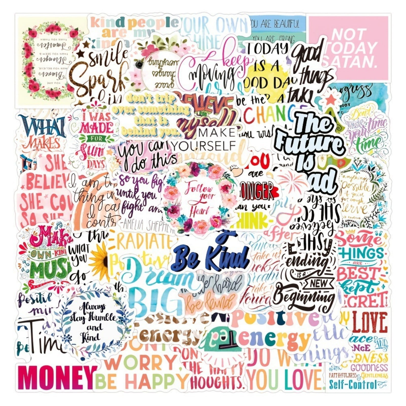 50pcs Waterproof Inspirational Quote Stickers for Suitcase Laptop ...