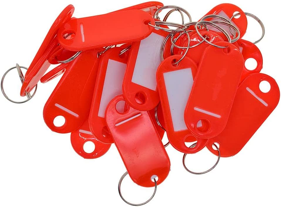 50pcs Waterproof Plastic Assorted Key Rings Colored Plastic Id Tags ...