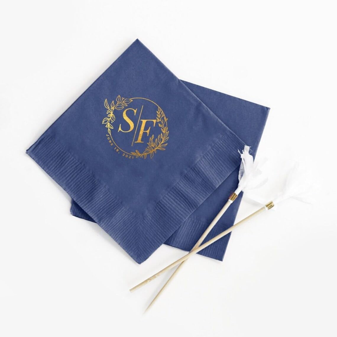 50pcs Wedding Monogram Cocktail napkins，Personalized wedding dessert ...