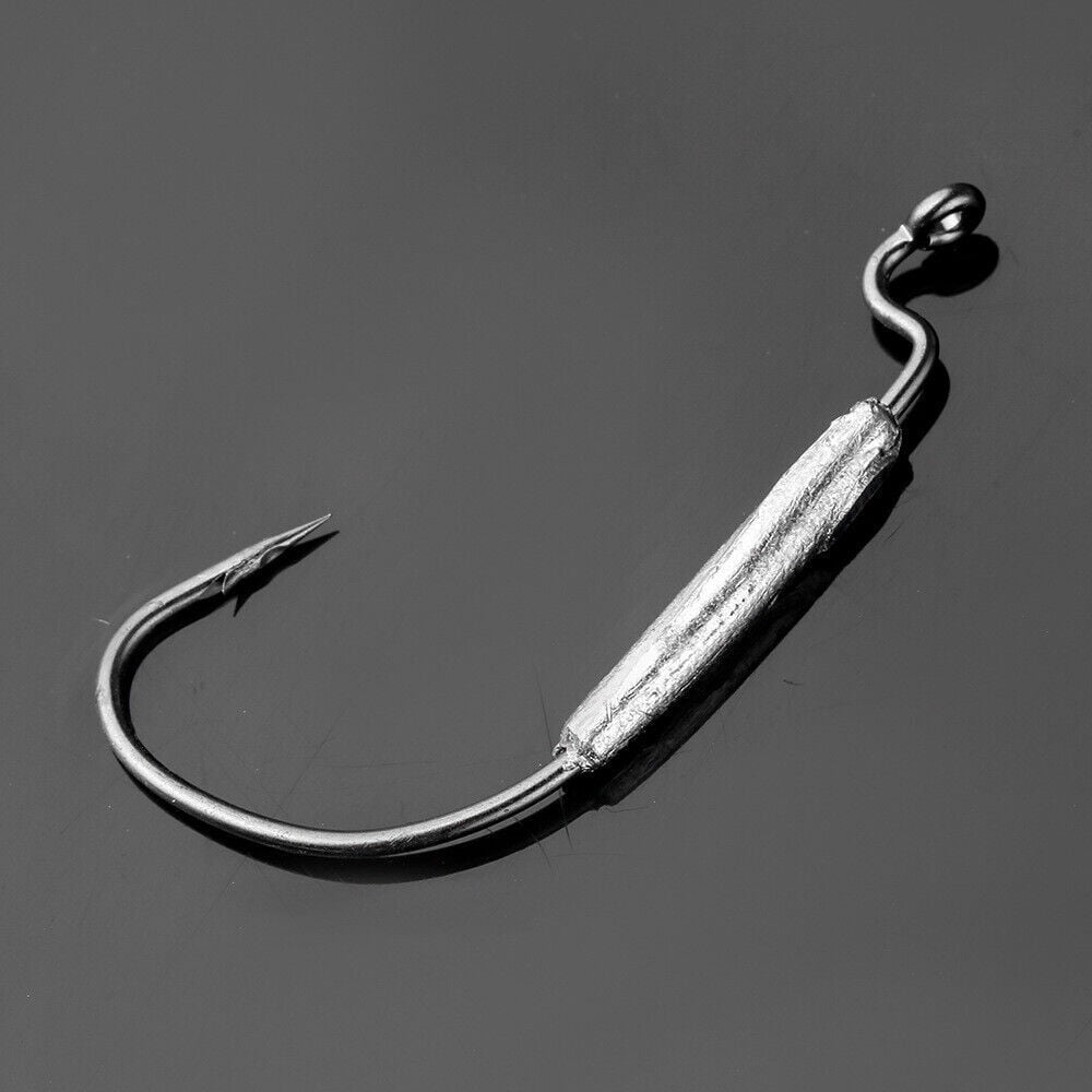 50pcs Weighted Wide Gap Offset Worm Hooks Weedless Soft Lures Bait Hook - Walmart.com