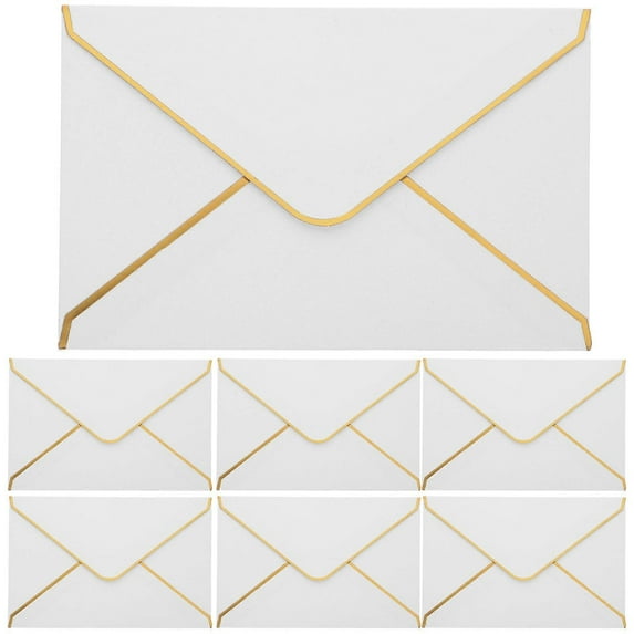 50pcs White Decorative Card Envelopes with Gold Foil Edges for ...