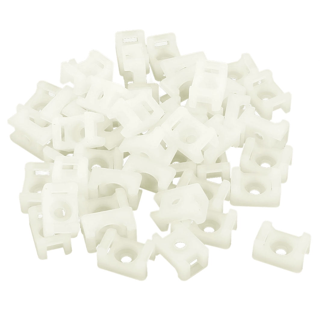 50pcs White Plastic Screw Mounts Saddles Bases Cable Tie Cradle Holder ...