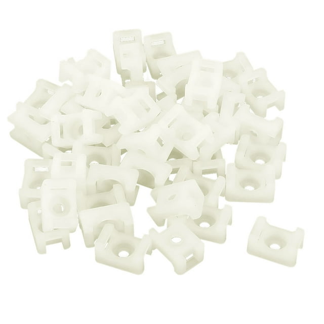 50pcs White Plastic Screw Mounts Saddles Bases Cable Tie Cradle Holder ...