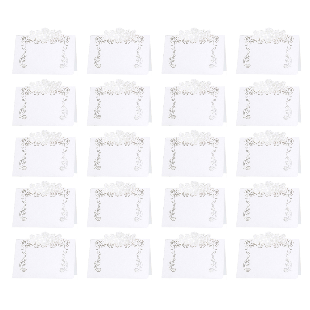 50pcs White Wedding Table Setting Place Cards Border Escort Cards Table ...
