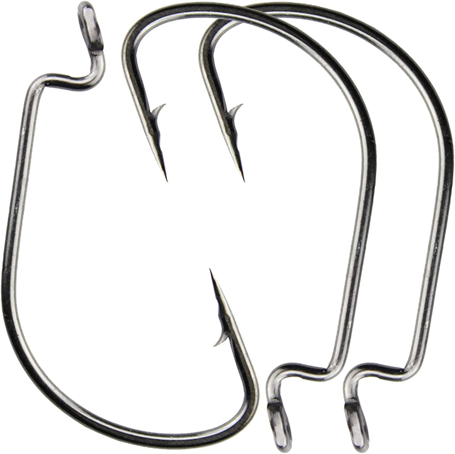 50pcs Wide High Carbon Steel Offset Worm Hooks Offset Wide Gap Strong ...