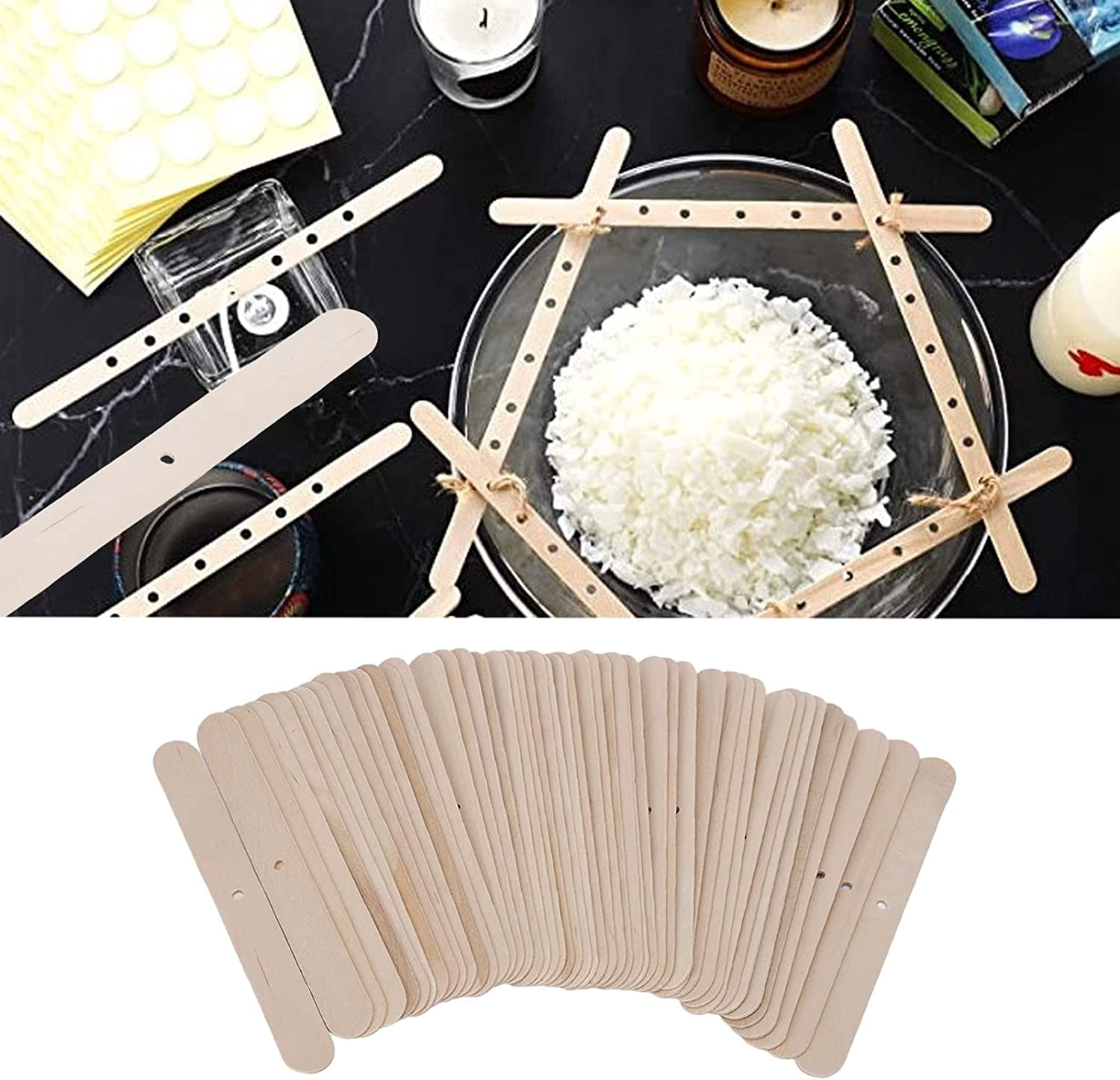 50pcs Wooden Candle Wick Holder Professional Candle Wick Centering ...