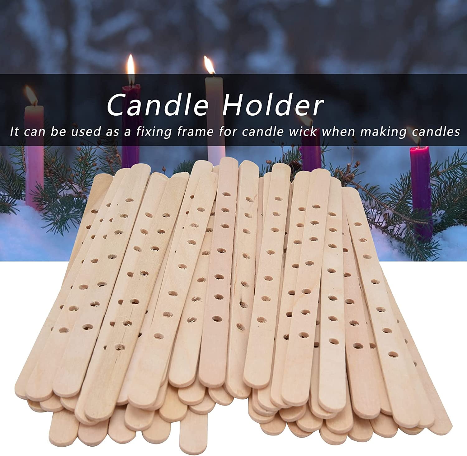 50pcs Wooden Candle Wick Holders, Wick Centering Tool Candle Wick Bars ...
