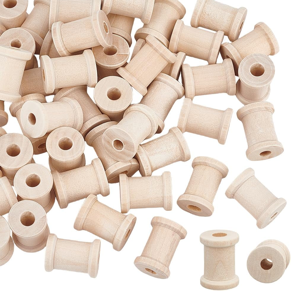 50pcs Wooden Empty Spools 1x0.8 inch Empty Thread Spools Wheat Large ...