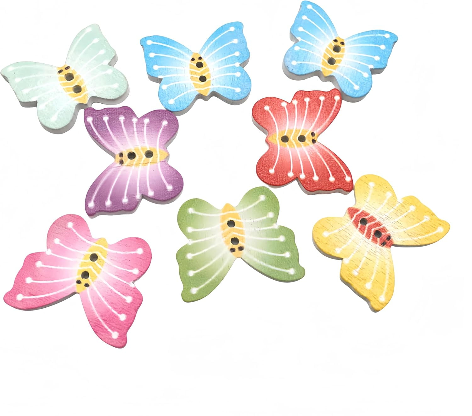 50pcs Wooden Mixed Color Butterfly Shape Buttons - Ideal for Handmade ...