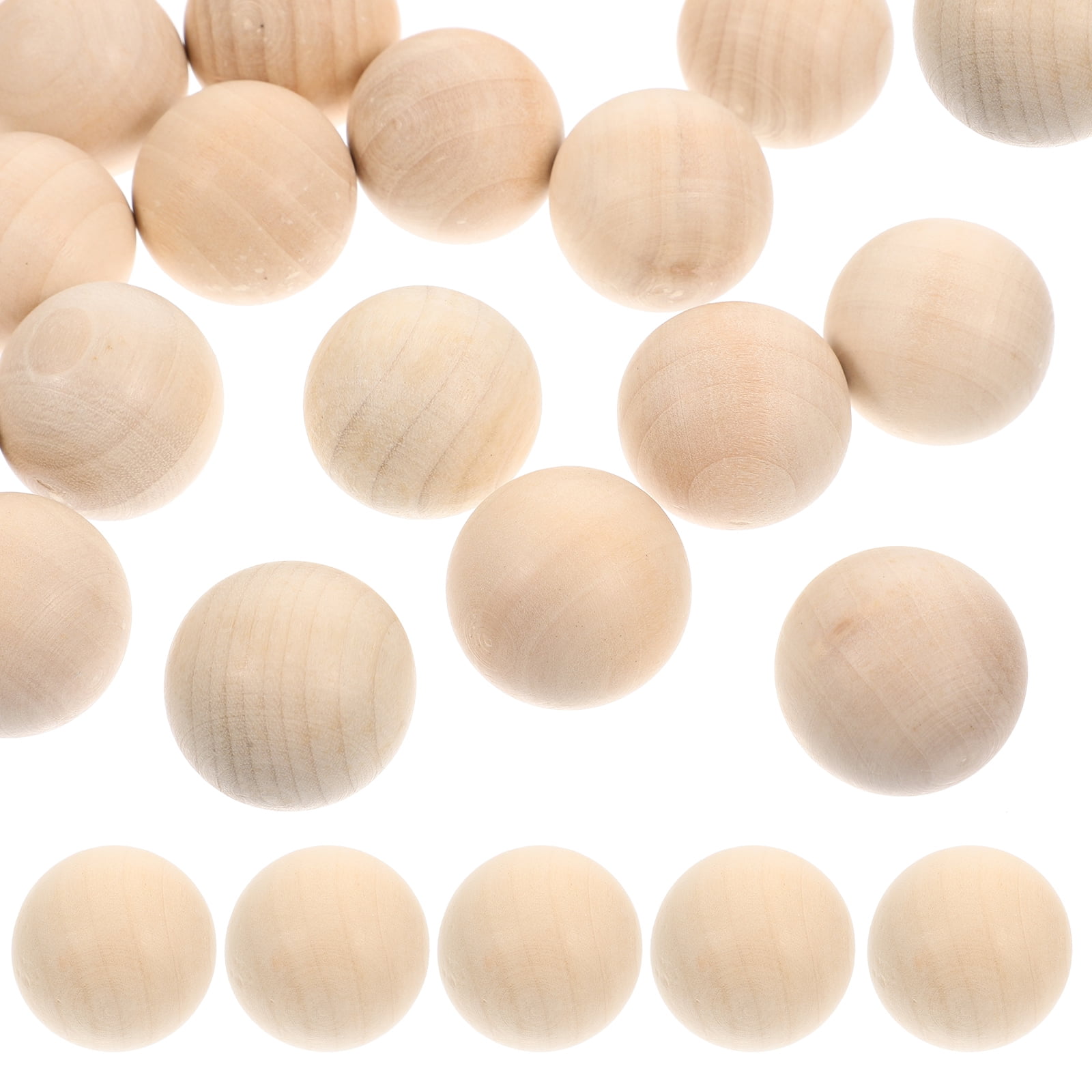 50pcs Wooden Round Ball DIY Craft Balls Without Holes Craft Projects ...