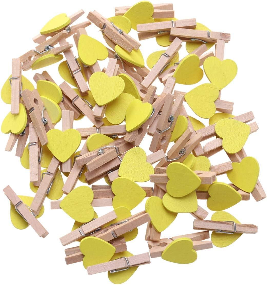 50pcs Yellow Heart Wooden Clips for DIY Crafts, Photos, Cards - Walmart.com