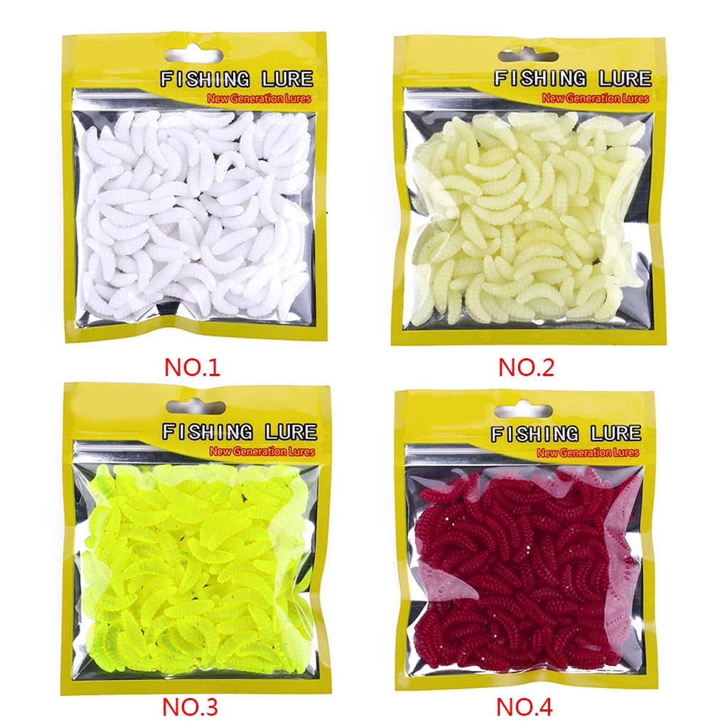 50pcs/bag 2cm Soft Bread Bug Bionic Grubs Trout Lures Plastic Hand Pole ...