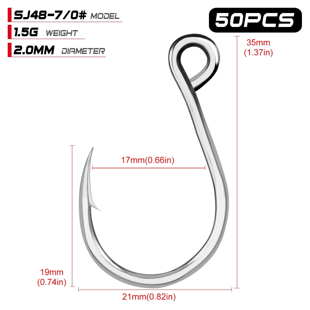 50pcs/lot 1/0-11/0 Strong Stainless Steel Jigging Hook Jig Big Fishing ...