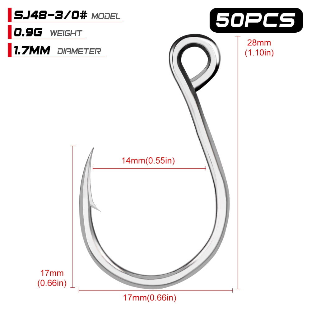 50pcs/lot 1/0-11/0 Strong Stainless Steel Jigging Hook Jig Big Fishing ...
