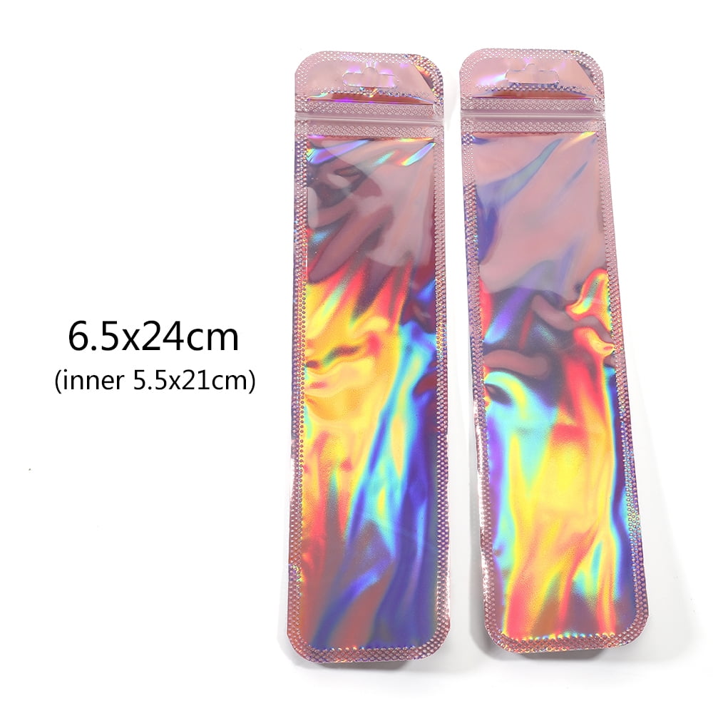 50pcs/lot Pink Laser Ziplock Bags Reusable Plastic Transparent Bags for ...