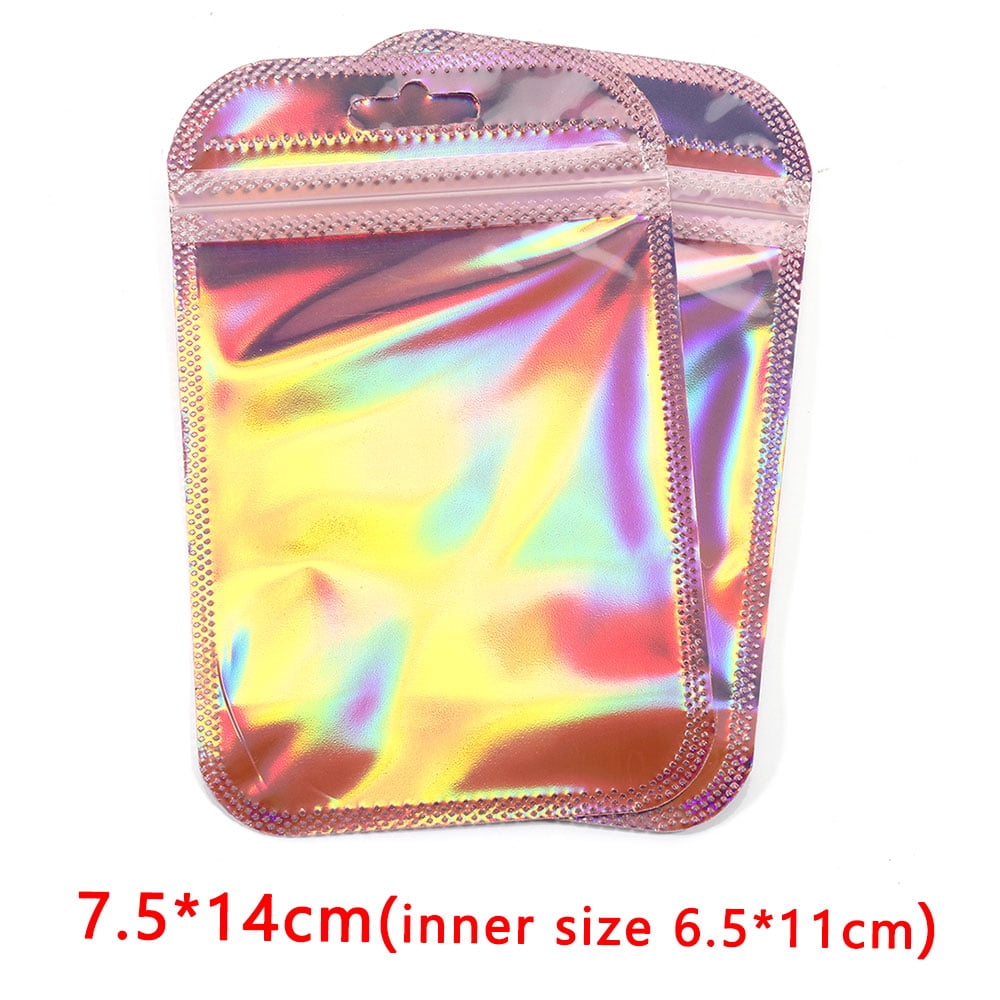 50pcs/lot Pink Laser Ziplock Bags Reusable Plastic Transparent Bags for ...