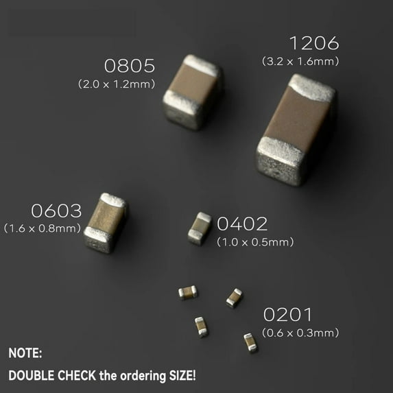 50pcs/lot SMD Ceramic Capacitors 0201 0402 0603 0805 1206 1uF 2.2uF 3 ...
