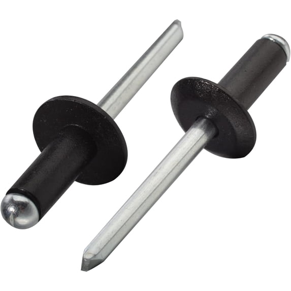 50pcs pack 1/4" x 5/8" Black Large flange Pop blind Rivets,Large Head ...