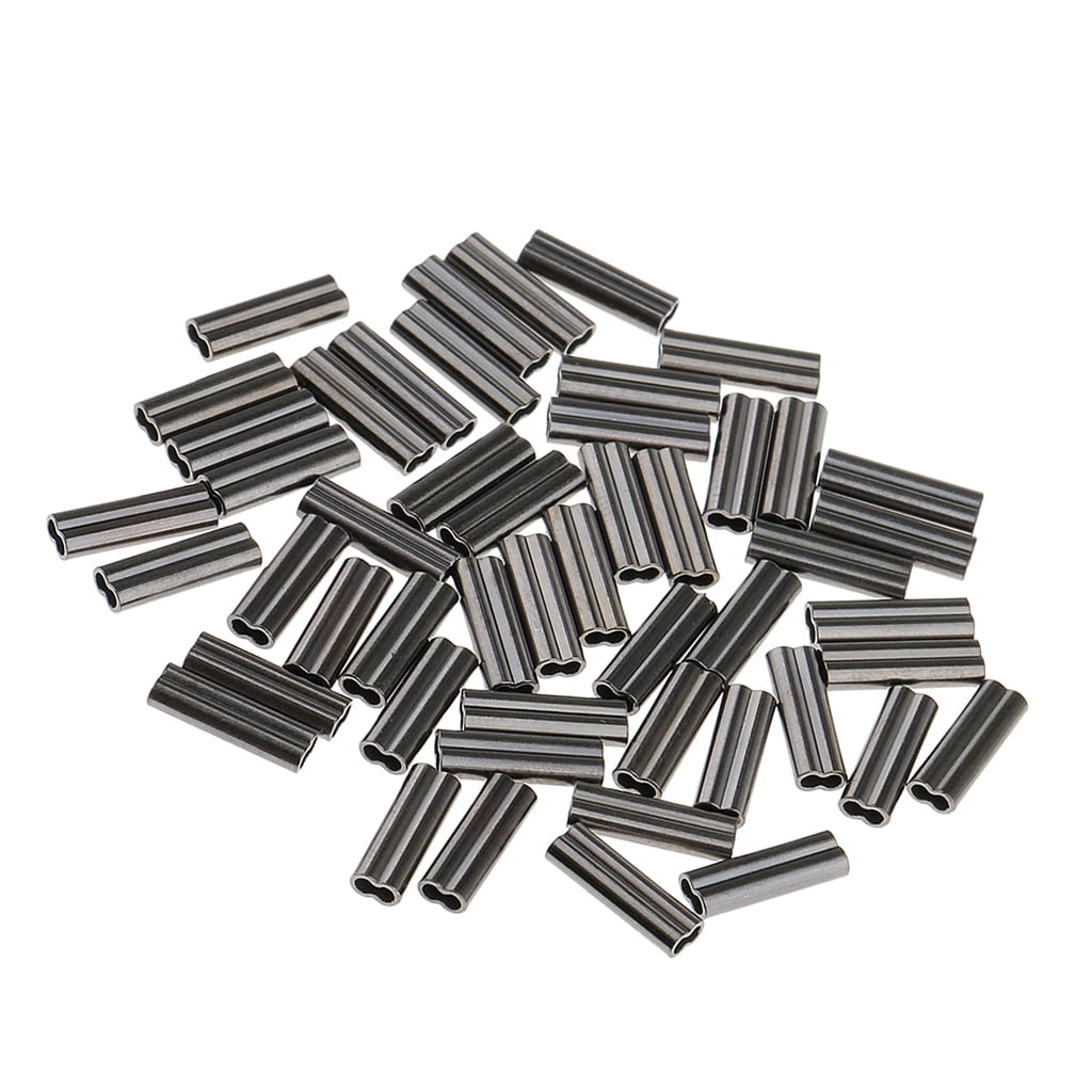 50pcs/set Double Barrel Sleeves, Copper, Fishing Trace Rigging Wire ...