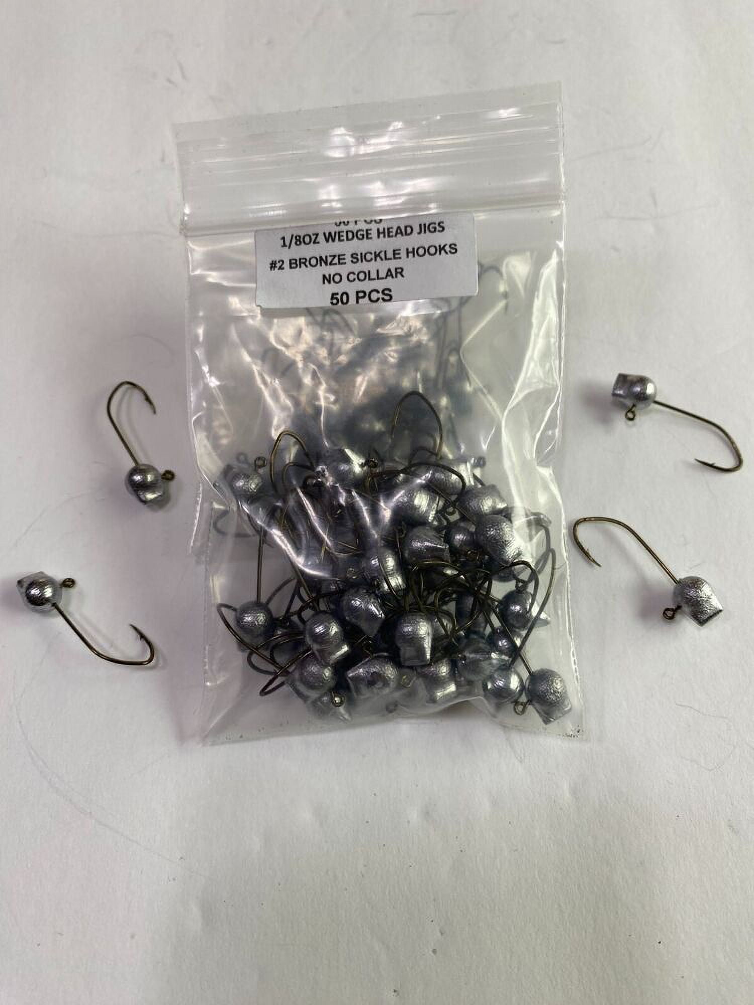 50pcs unpainted Wedge Jig Head with no collar different sizes and hooks ...