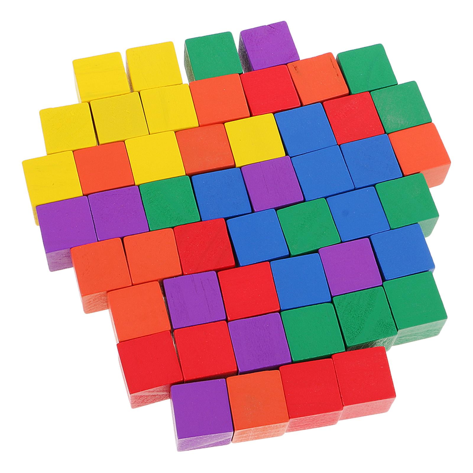 50pieces/Pack Multi-colored Wood Cubes Block for Kids Educational Toys ...