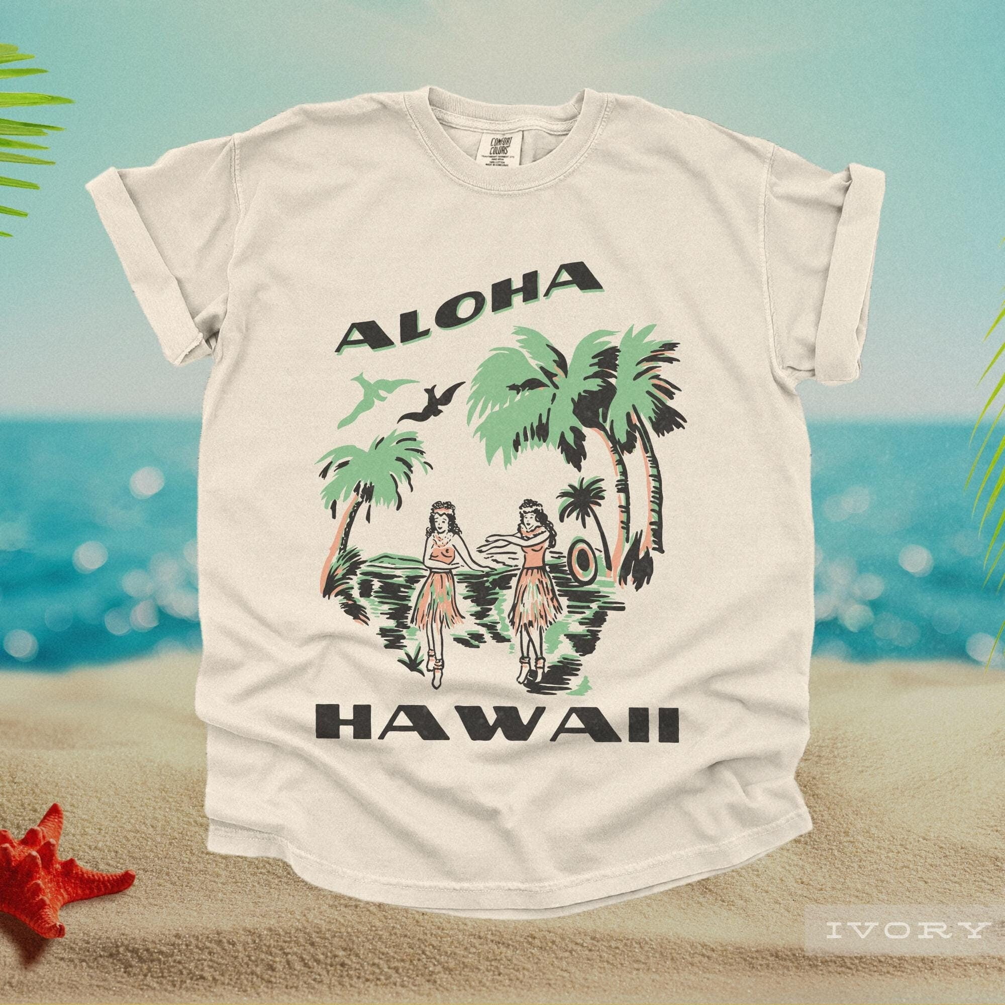 50s Aloha Hawaii Shirt Retro 1950 Graphic T-Shirt, Cute Trendy Boho ...