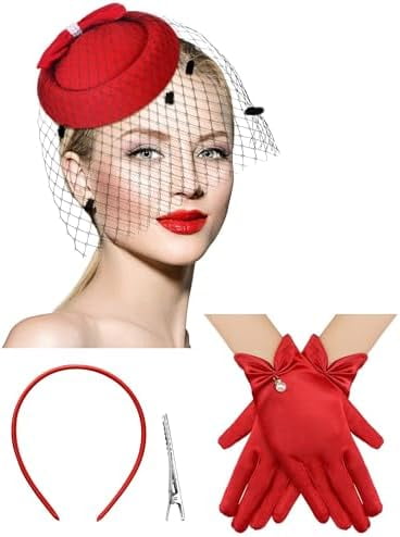 50s Fascinator Hat for Women Funeral Veil Hat Pillbox Cocktail Tea ...