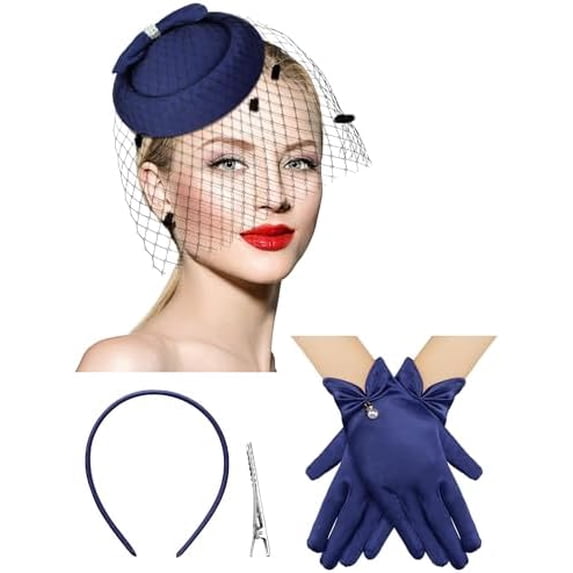 50s Fascinator Hat for Women Funeral Veil Hat Pillbox Cocktail Tea ...