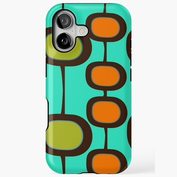 50s Retro Atomic Bubbles Orange Green Mid Mod Pattern Case 17 16 15 14 ...