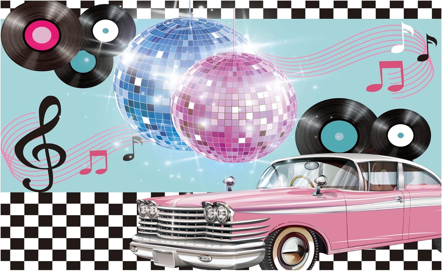 50s Retro Rock N Roll Diner Party Backdrop Car Sock Hop Dance Cosplay ...